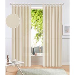 OTTO home Vorhang &raquo;Parry&laquo; Schlaufen 2 Stk. tlg. 2-er Set, blickdicht, monochrom, basic beige Polyester, Recyceltes Material 245cm, Schlaufen, 140cm