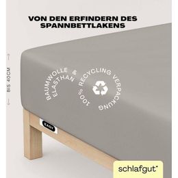 Schlafgut Spannbettlaken &raquo;EASY Jersey Elasthan Boxspring&laquo; MADE IN GREEN by OEKO-TEX beige Jersey, Obermaterial: 95% Baumwolle, 5% Elasthan 1 Stk., Jersey, 140-
