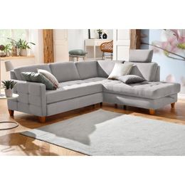 Home Affaire Ecksofa &raquo;Earl L-Form&laquo; wahlweise auch mit Schlaffunktion oder Schlaffunktion mit Bettkasten grau Luxus-Microfaser in Lederoptik (100% 