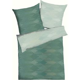 Kaeppel Wendebettw&auml;sche &raquo;Ikat&laquo; 3 Stk. angenehm w&auml;rmend gr&uuml;n Feinbiber, Obermaterial: 100% Baumwolle B/L: 200cm x 200cm, 1 Stk., 2 Stk., Feinbiber, B/L: 80cm x