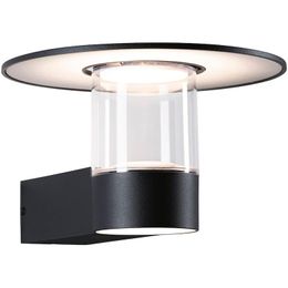 Paulmann LED Au&szlig;en-Wandleuchte &raquo;Sienna 230V mit PIR-Sensor anthrazit IP44&laquo; Warmwei&szlig; seewasserresistent grau 1, &Oslash; 21,2cm H: 12,8cm