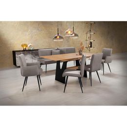 K+w Komfort & Wohnen K+W Komfort & Wohnen Essgruppe &raquo;Giacomo I&laquo; 6 Stk. tlg. 2 St&uuml;hle und 2 Armlehnenst&uuml;hle, Polsterbankbreite 200cm oder 177cm grau B/H/T: 87cm x 62cm, 
