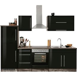 KOCHSTATION K&uuml;chenzeile &raquo;KS-Samos&laquo; Breite 270 cm, wahlweise mit E-Ger&auml;ten, mit Arbeitsplatte schwarz B/H/T: 270cm x 200cm x 60cm, ohne E-Ger&auml;te