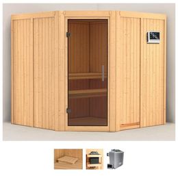 Karibu Sauna &raquo;Jarin&laquo; Set, Ofen 9 KW externe Strg easy beige Saunaofen, externe Steuerung, 9 kW
