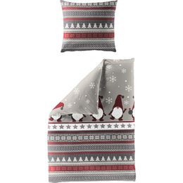 Bierbaum Bettw&auml;sche &raquo;Wichtel&laquo; 2 tlg. 100 % Baumwolle, Biber, unterschiedliche Weihnachts-Designs Biber, Obermaterial: 100% Baumwolle B/L: 135cm x 