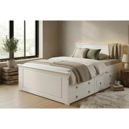 OTTO home Massivholzbett &raquo;Hugo, FSC zertifiziert, Landhausstil, zeitlos und edel&laquo; auch als Super Sparset inklusive Schubk&auml;sten, Stauraumbett, extra 