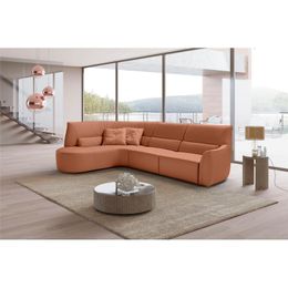 Egoitaliano Ecksofa &raquo;Puffy, extravagant & edel, Retro Designsofa, hoher Sitzkomfort, L-Form&laquo; mit Ottomane, wahlweise mit und ohne elektrischer Relaxfunktion rot 