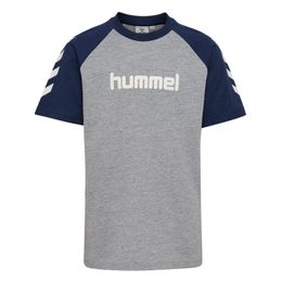 Hummel T-Shirt Hmljr Logo Jungen in GREY MELANGE/DRESS BLUES | Gr.: 122/128