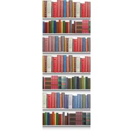 queence Vinyltapete &raquo;Fayette, B&uuml;cher, B&uuml;cherregal&laquo; Streifen glatt 90x250cm, selbstklebend, kinderleichte Anbringung,, Sticker bunt Vinyl B/L: 0,9m x 