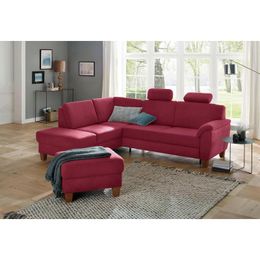 OTTO home Ecksofa &raquo;Alta L-Form&laquo; mit Federkern und Kontrastnaht, F&uuml;&szlig;e Buche eichefarben rot Struktur ( 100% Polyester);Struktur fein ( 100% Polyester);