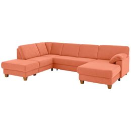Home Affaire Wohnlandschaft &raquo;Belfort U-Form&laquo; mit Federkern, wahlweise mit Schlaffunktion und Stauraum orange Luxus-Microfaser Vintageoptik(100% 