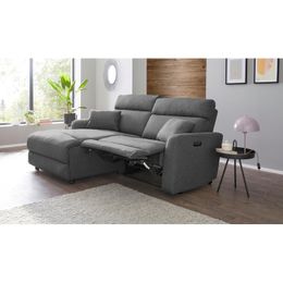 OTTO home Ecksofa &raquo;JENNA L-Form, 209cm - OTTO. Verl&auml;ssliche Qualit&auml;t.&laquo; manuelle o. elektrische Relaxfunktion, USB A/C, Struktur fein. grau Webstoff 