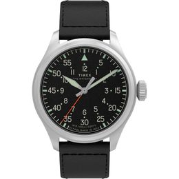 Timex Herren Quarzuhr &raquo;Waterbury Ace&laquo; Armbanduhr, Herrenuhr, Lederarmband, analog, Tag, Beleuchtung schwarz Einheitsgr&ouml;&szlig;e