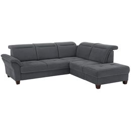 OTTO home Ecksofa &raquo;Solvei L-Form&laquo; wahlweise auch mit Kopfteilverstellung und Schlaffunktion, Federkern grau Luxus-Microfaser Lederoptik (100% 