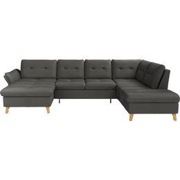 Sit & More sit&more Wohnlandschaft &raquo;G&ouml;teborg&laquo; inkl. Sitztiefenverstellung, wahlweise mit Bettfunktion & Bettkasten grau B/H/T: 327cm x 90cm x 226cm, NaturLEDER 