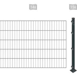 Arvotec Einstabmattenzaun &raquo;ESSENTIAL 100 zum Einbetonieren&laquo; Zaunh&ouml;he 100 cm, Zaunl&auml;nge 2 - 60 m grau Kunststoff, Stahl H/L: 100cm x 28m, Pfosten: 15 Stk.
