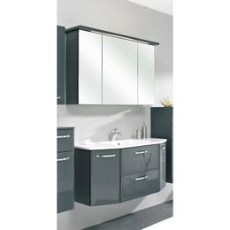 Badm&ouml;bel-Set &raquo;Quickset 327 2-teilig, Waschplatz und LED-Spiegelschrank&laquo; Set, 2 Stk. tlg. schwarz B/H/T: 115cmcm x 48cmcm, Mineralmarmor-Waschtisch