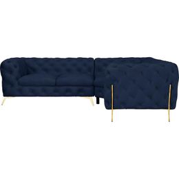 Home Affaire Chesterfield-Sofa &raquo;Amaury L-Form&laquo; Chesterfield-Optik, Breite/Tiefe je 262 cm, Fu&szlig;farbe w&auml;hlbar blau Struktur (100% Polyester);Samtoptik (