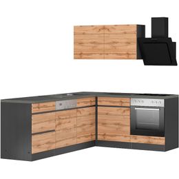KOCHSTATION Winkelk&uuml;che &raquo;KS-Riesa&laquo; Stellbreite 240x180 cm, wahlweise mit oder ohne E-Ger&auml;te grau B/H/T: 240cm x 200cm x 60cm, ohne E-Ger&auml;te