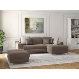 Sit & More sit&more Ecksofa &raquo;Dundee L-Form&laquo; mit Federkern und Edelstahlf&uuml;&szlig;en, wahlweise mit Kopfteilverstellung grau B/H/T: 264cm x 86cm x 175cm, Luxus-