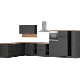 KOCHSTATION Winkelk&uuml;che &raquo;KS-Lana&laquo; Stellbreite 240/420 cm, wahlweise mit E-Ger&auml;ten grau B/H/T: 240cm x 200cm x 420cm, ohne E-Ger&auml;te