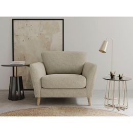 OTTO home Sessel &raquo;MARSEILLE&laquo; Massivholzbeine Eiche, Landhausstil, Wellenunterfederung grau Webstoff (100% Polyester);Struktur fein (58% Polyester, 22%