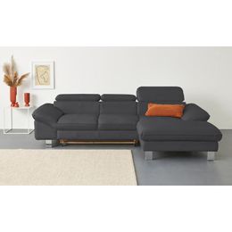 COTTA Ecksofa &raquo;Driver L-Form, B: 268 cm&laquo; Kopfteilverstellung, optional Schlaffunktion & Bettkasten grau LEDER BEEFY (ein abgedecktes Spalt-Rindsleder)