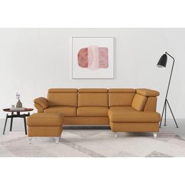 Sit & More sit&more Ecksofa &raquo;Arngast L-Form&laquo; inklusive Kopfteilverstellung und Federkern gelb B/H/T: 245cm x 84cm x 194cm, NaturLEDER , Ottomane rechts, ohne 