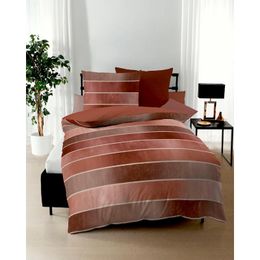 Kaeppel Wendebettw&auml;sche &raquo;TIMELESS 100% Baumwolle&laquo; 3 Stk. mit breiten Streifen, Wendeoptik, Markenrei&szlig;verschluss orange Mako-Satin, Obermaterial: 100% 