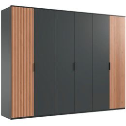 wimex Dreht&uuml;renschrank &raquo;Tunis&laquo; inklusive Kranzleiste, T&uuml;ren in Lamellen Optik schwarz Holzwerkstoff Graphit, B/H/T: 270cm x 210cm x 58cm