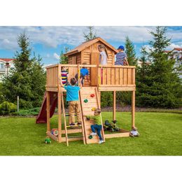 Fungoo Spielturm &raquo;My SIDE Step On&laquo; mit Schaukel & Rutsche, Kletterwand, Spielhaus braun Holz, Metall, Polyethylen Einheitsgr&ouml;&szlig;e