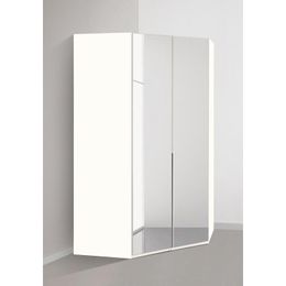 wimex Eckkleiderschrank &raquo;New York&laquo; mit Spiegelt&uuml;ren und LED Leuchte wei&szlig; B/H/T: 90cm x 236cm x 56cm