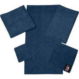 Ross G&auml;stehandtuch &raquo;Cashmere feeling&laquo; 100% Baumwolle, mit Wellen-Bord&uuml;re, gro&szlig;e Farbauswahl blau Frottier, Baumwolle B/L: 30cmx50cm, 6 Stk., Frottier