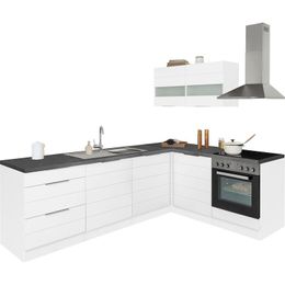 KOCHSTATION Winkelk&uuml;che &raquo;KS-Luhe&laquo; Stellbreite 240x180 cm, wahlweise mit oder ohne E-Ger&auml;ten, MDF-Fronten wei&szlig; B/H/T: 240cm x 60cm, ohne E-Ger&auml;te