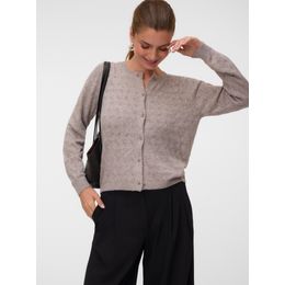 V&eacute;ro Moda VERO MODA Damen Strickjacke "VMDOFFY STITCH LS O-NECK CARDIGAN NOOS", beige, Gr. S, meliert, Strick, Obermaterial: 94% Polyester, 3% Elasthan, 3%