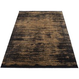 OCI DIE TEPPICHMARKE Teppich &raquo;BRILLIANT Art Deco&laquo; rechteckig 8 mm H&ouml;he Wohnzimmer 3 D Hoch Tief Optik, weicher Teppich gold Polyester B : 78cm 1 Stk.,