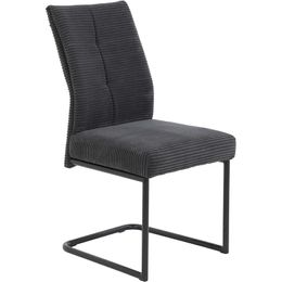 Hela Esszimmerstuhl &raquo;Dagmar&laquo; (Set) 1 Stk.Schwingstuhl mit bequemer Federkern Polsterung, Cord Bezug grau Metall, Stoff B/H/T: 50cm x 65cm, 1 Stk., 
