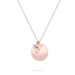 Tamaris Damen Kette mit Anh&auml;nger &raquo;Schmuck Geschenk Edelstahl Halskette Kreis/Bl&uuml;te&laquo; mit Zirkonia (synth.) rosa Edelstahl, L: 45 B: 1,69mm