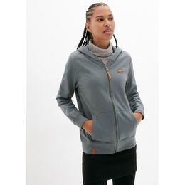 bonprix Damen bonprix Kapuzensweatjacke mit Kapuze, mit K&auml;ngurutaschen, aus Baumwolle, mit Rei&szlig;verschluss grau 56/58 (XXXL)