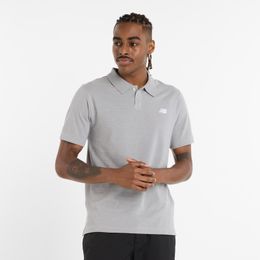 New Balance Herren Poloshirt "Cotton Pique Polo", grau, Gr. M, Obermaterial: 60% Baumwolle, 40% Polyester, Shirts, mit Polokragen, Kurzarm, aus