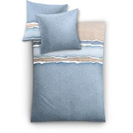 Kleine Wolke Bettw&auml;sche &raquo;Marea&laquo; 2 Stk. mit Streifen blau Mako-Satin, Obermaterial: 100% Baumwolle B/L: 155cm x 220cm, Mako-Satin, B/L: 80cm x 80cm, 2 Stk.