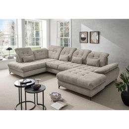 Home Affaire Ecksofa &raquo;Lazio, 358 x 216 cm, modern und bequem&laquo; Cord, L-Form, Bettfunktion, R&uuml;cken-/Zierkissen, Verstellungen beige 93% Polyester, 7% 