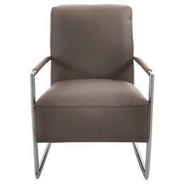 K+w Komfort & Wohnen K+W Komfort & Wohnen Cocktailsessel mit bezogenen Armlehnen, Gestell in Metall Edelstahloptik braun Microfaser 1, B/H/T: 62cm x 77cm x 83cm