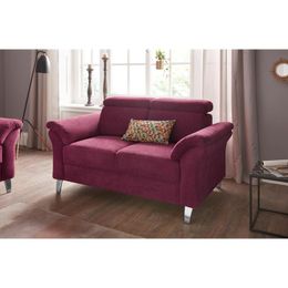 Sit & More sit&more 2-Sitzer &raquo;Arngast&laquo; inklusive Federkern und Kopfteilverstellung lila B/H/T: 156cm x 84cm x 93cm, Luxus-Microfaser, R&uuml;ckseitemit Stoff bezogen
