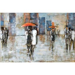 GILDE GALLERY Metallbild &raquo;Kunstobjekt Rainy Day&laquo; Menschen 1 Stk. tlg. bunt Metall B/H/T: 120cm x 80cm x 5cm, Menschen, 1 Stk.