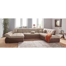 DOMO collection Wohnlandschaft &raquo;PB MORIC wahlweise mit Bettfunktion und Armteilverstellung U-Form&laquo; XXL-Format B/T/H: 353/216/80 cm, feine Steppung, 