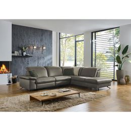 Die PlanBar Ecksofa &raquo;PN-EM20091, L-Form, Breite 297 cm&laquo; inkl. Kopfteilverstellung, optional elektr. Relaxfunktion u. Stauraum grau B/H/T: 297cm x 