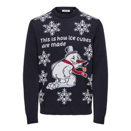 Only & Sons Only & Sons Herren ONLY & SONS Rundhalspullover &raquo;ONSX-MAX SNOW REG CREW KNIT&laquo; blau L