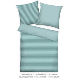 Tom Tailor HOME Bettw&auml;sche &raquo;MEDIUM STRIPES in Gr. 135x200cm, 155x220cm oder 200x220cm&laquo; 2 Stk. new bedroom, mit farbigem Markenrei&szlig;verschluss gr&uuml;n 