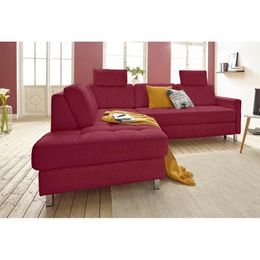 Sit & More sit&more Ecksofa &raquo;Pablo L-Form&laquo; wahlweise mit Schlaffunktion und Bettkasten rot Luxus-Microfaser ALTARA NUBUCK (100% Polyester) / Struktur fein (100% 